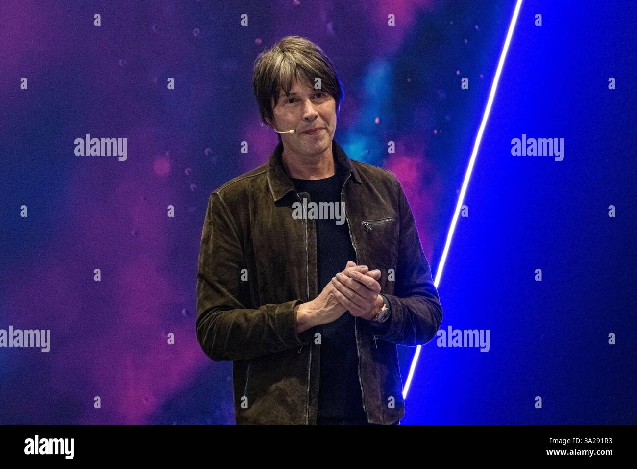 Professor Brian Cox giving a talk during a presentation discussing the ...