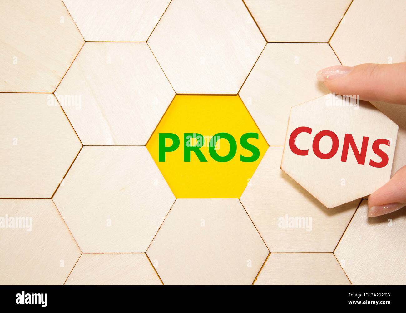 Pros vs Cons symbol. Concept word Pros vs Cons on wooden puzzle ...