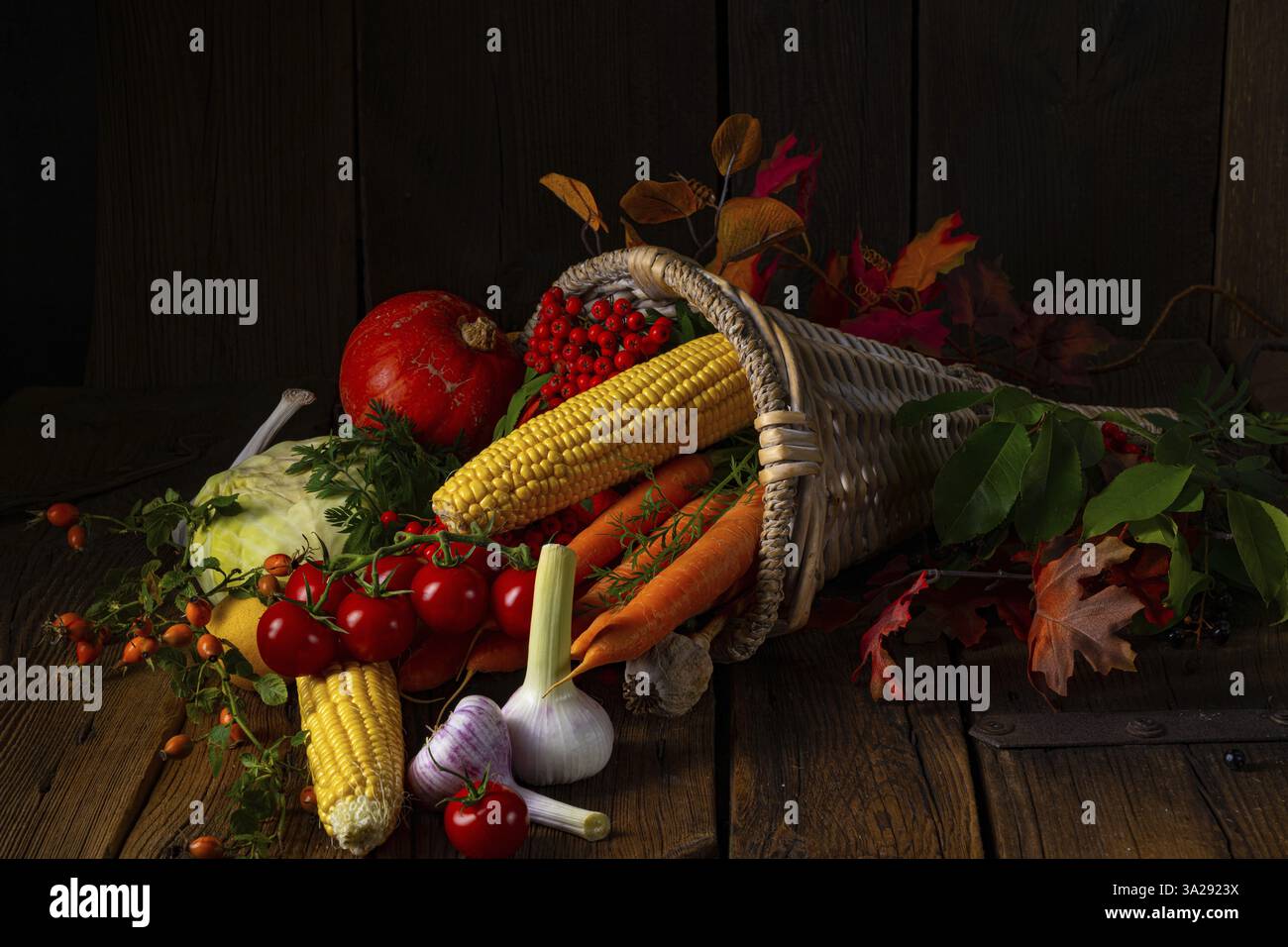 The beautiful autumn cornucopia with vegetables Stock Photo - Alamy