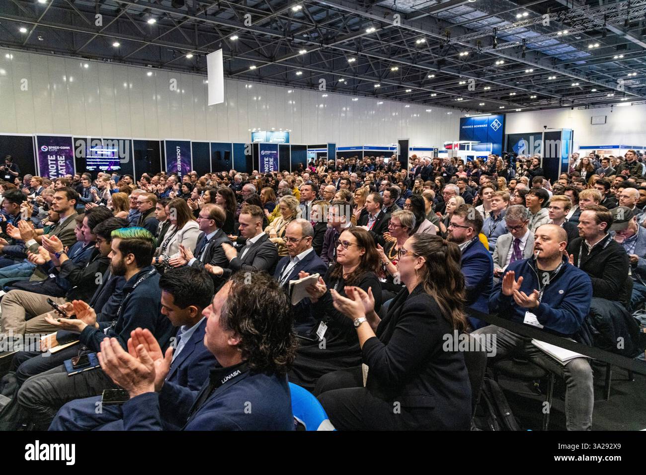 The audience applauding during a presentation at the keynote theatre at ...