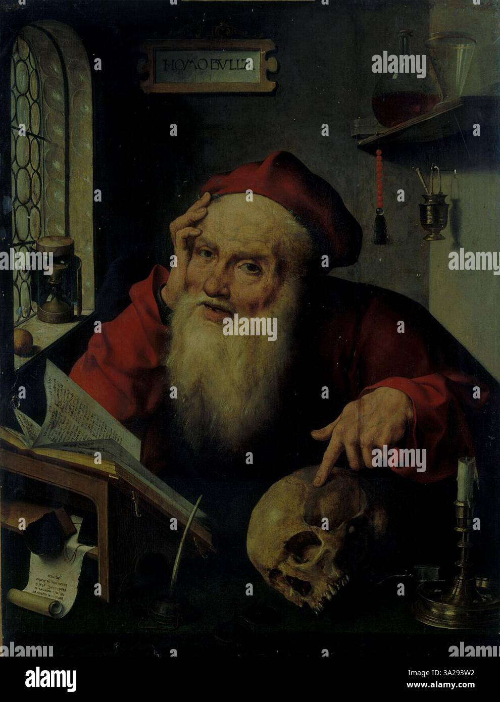 Joos van Cleve’s depiction of Saint Jerome shows the saint in his study, embodying his role as a ...