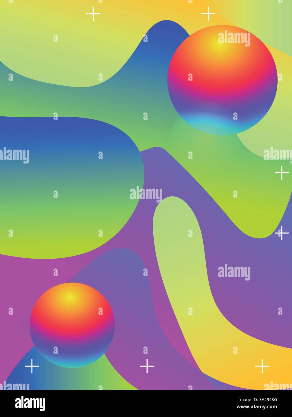 Acid Style Color Waves for DJ Flyer and Posters template. 3d gradient ...