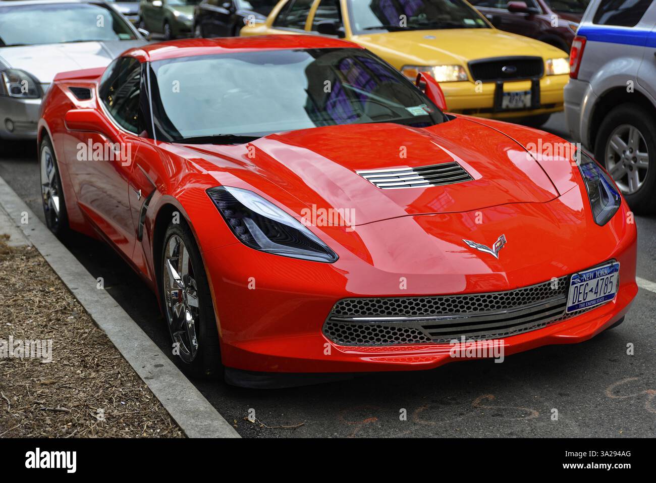 Red Corvette, Manhattan, New York City, New York, USA, North America ...