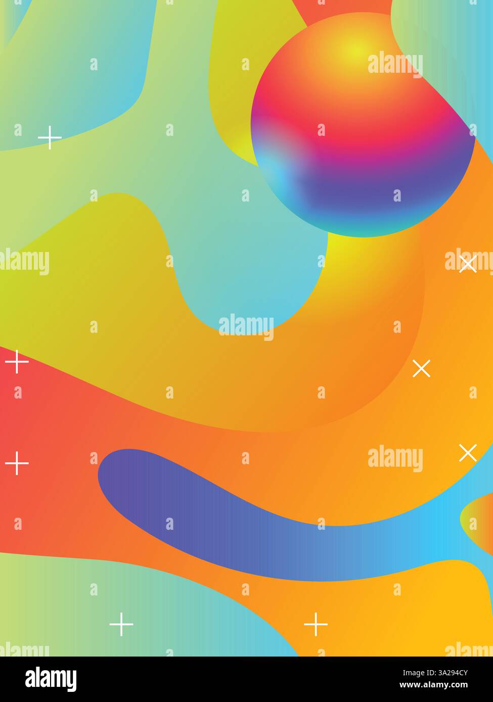 Electric Neon Lines on Liquid Gradient Background Template template. 3d ...