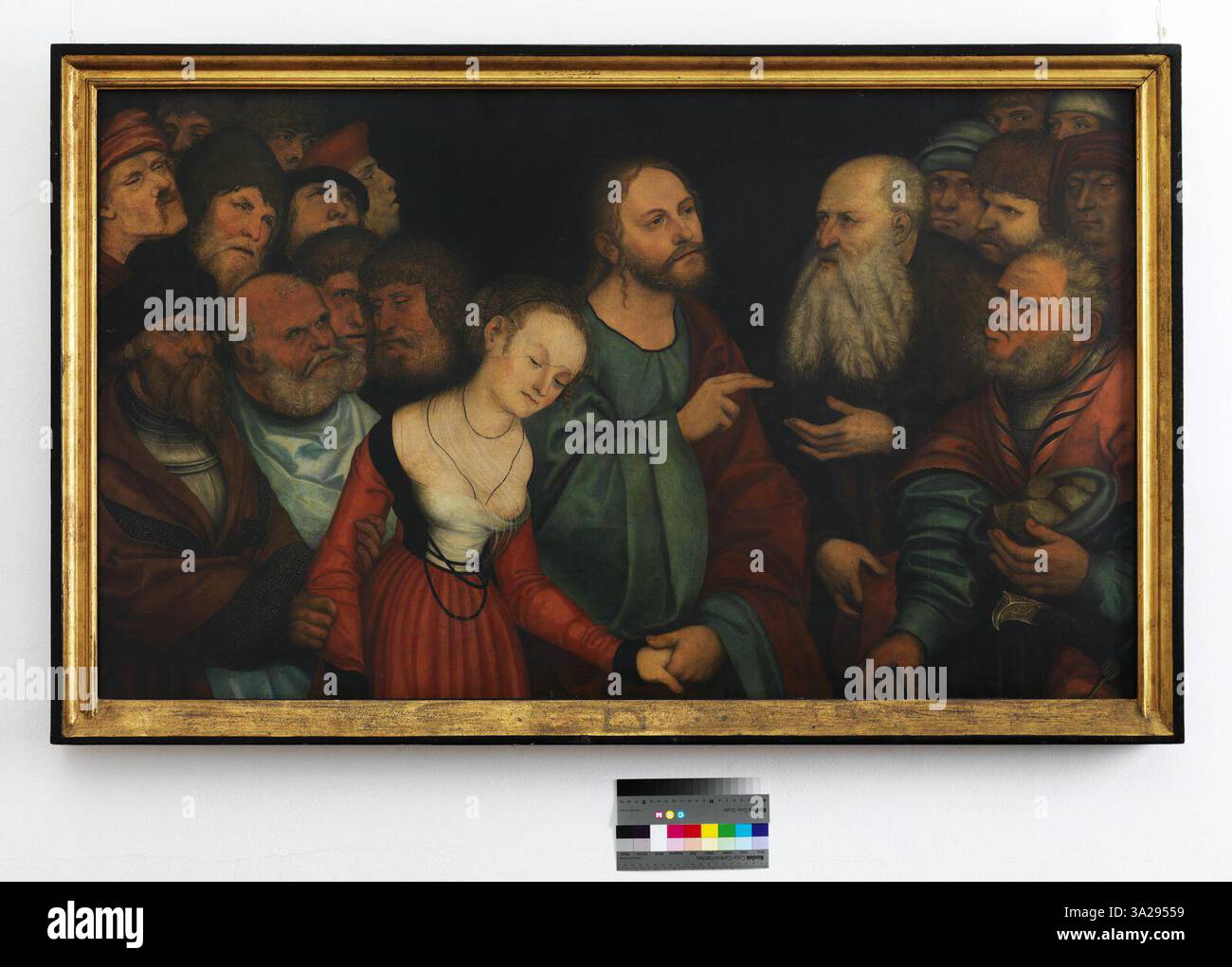 This painting portrays the biblical story of Christ and the adulterous ...