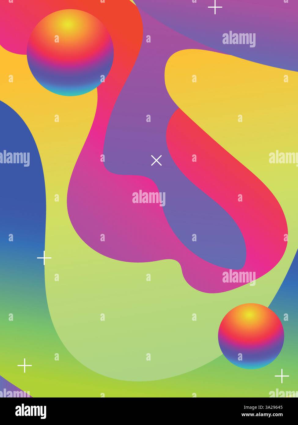 Trippy Hand-Drawn Lines in Acid Colors for Dance Flyers template. 3d ...