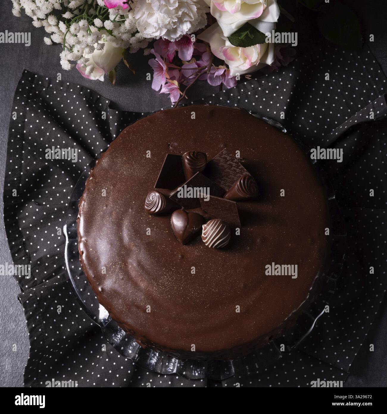 Chocolate cake Airy biscuits and a cream of cream and chocolate Stock ...