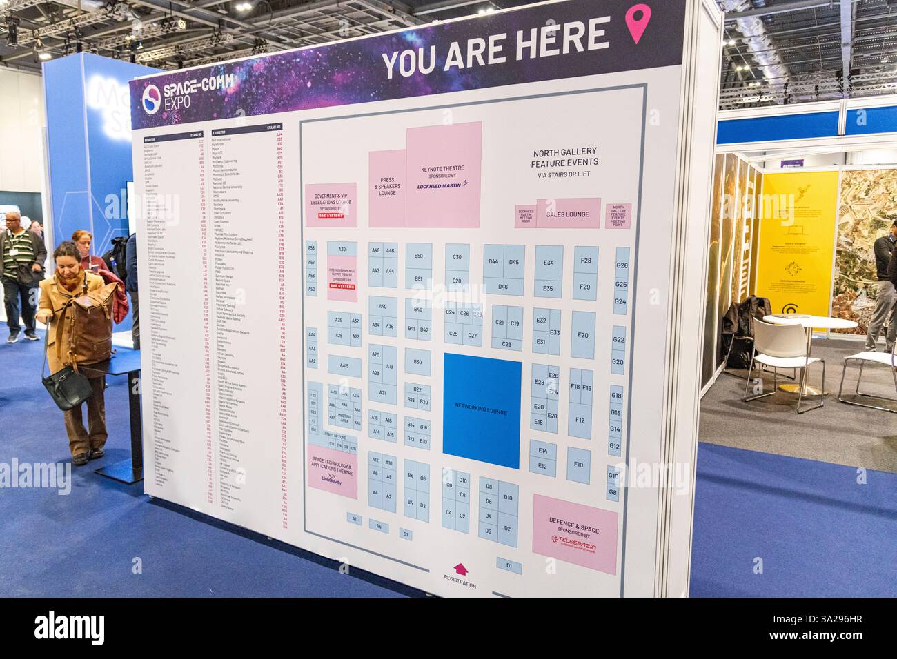 A display map showing the layout at the Space Comm Expo 2025 at the ...
