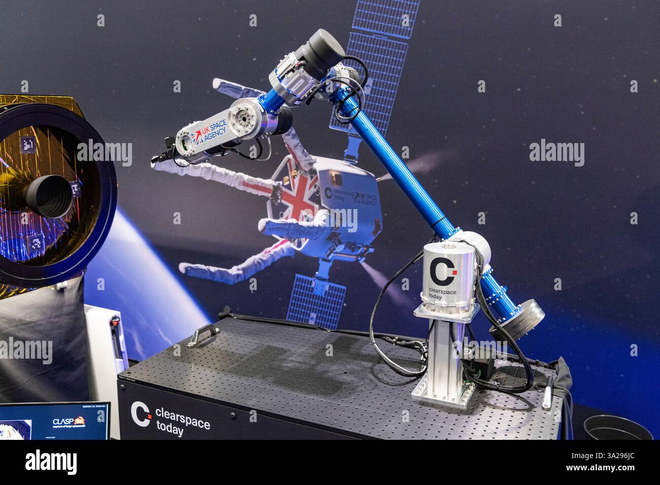 Clearspace demonstrating a UK Space Agency robotic arm at the Space ...