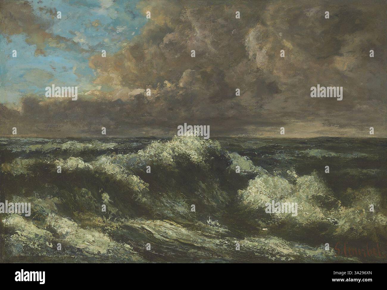 *Paysage de Mer* (Seascape) from around 1870 depicts the sea with waves ...