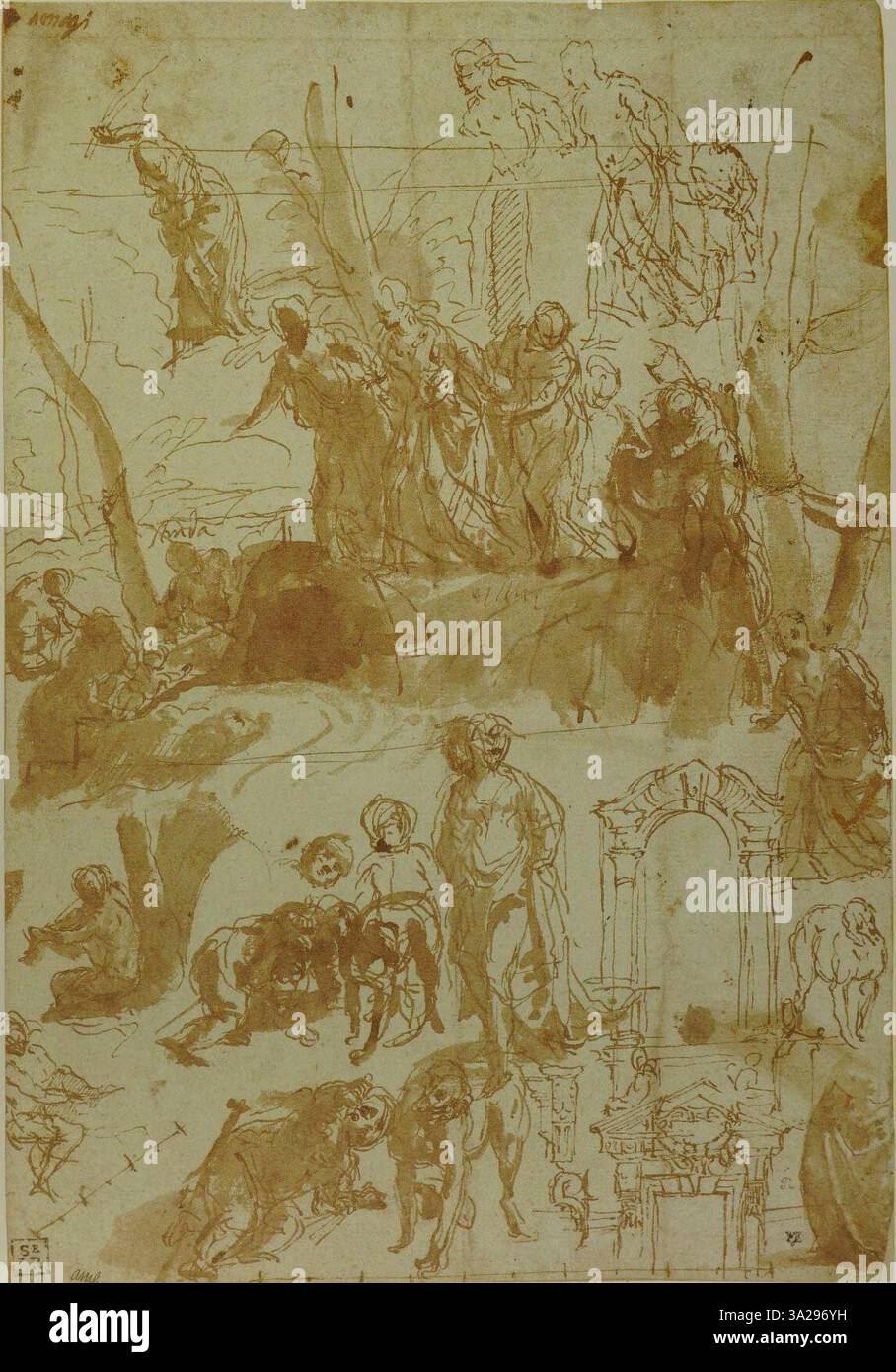 This artwork by Veronese depicts figures in elaborate costumes set ...