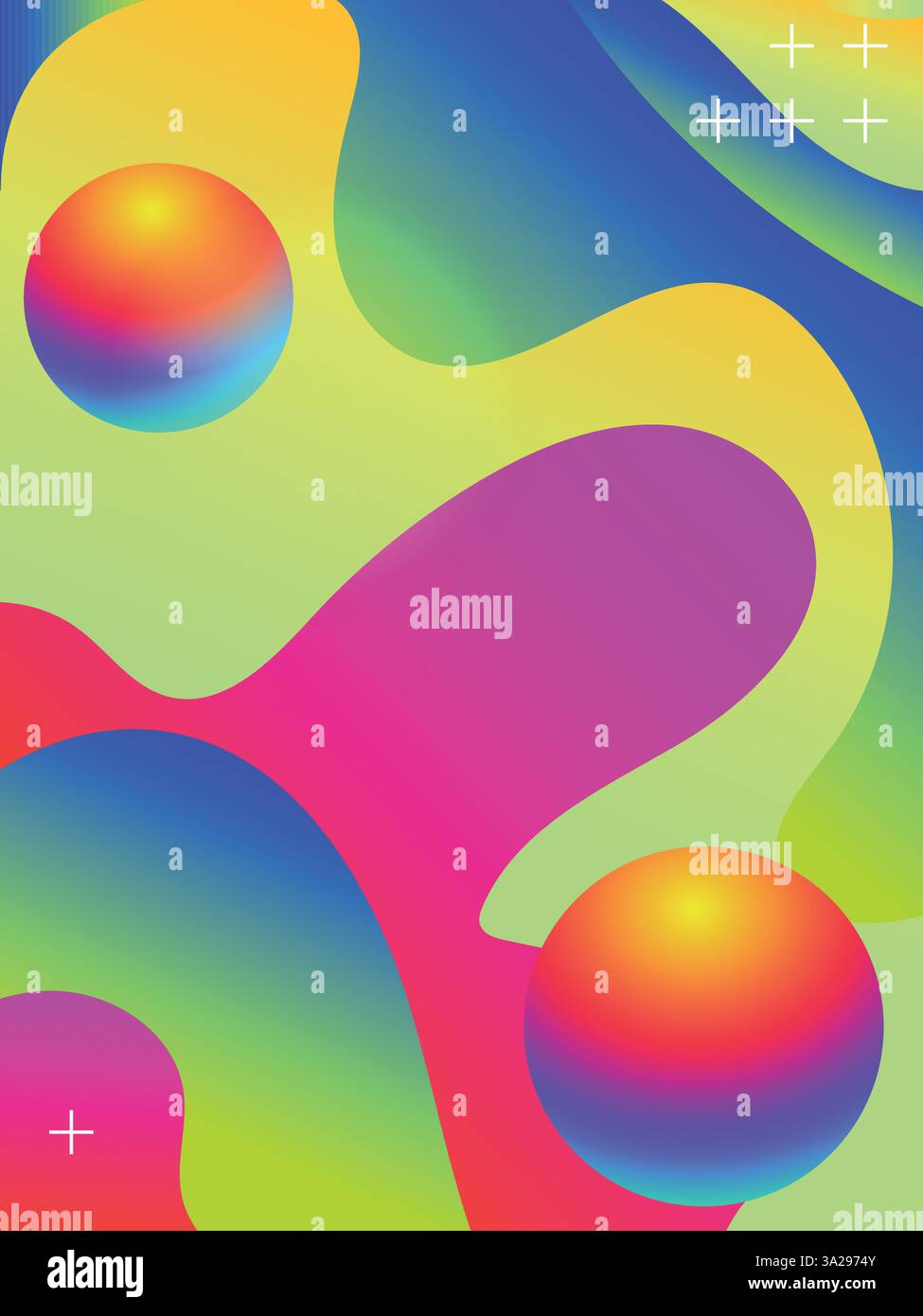 Psychedelic Waves and Acid Colors for Club Flyers template. 3d gradient ...