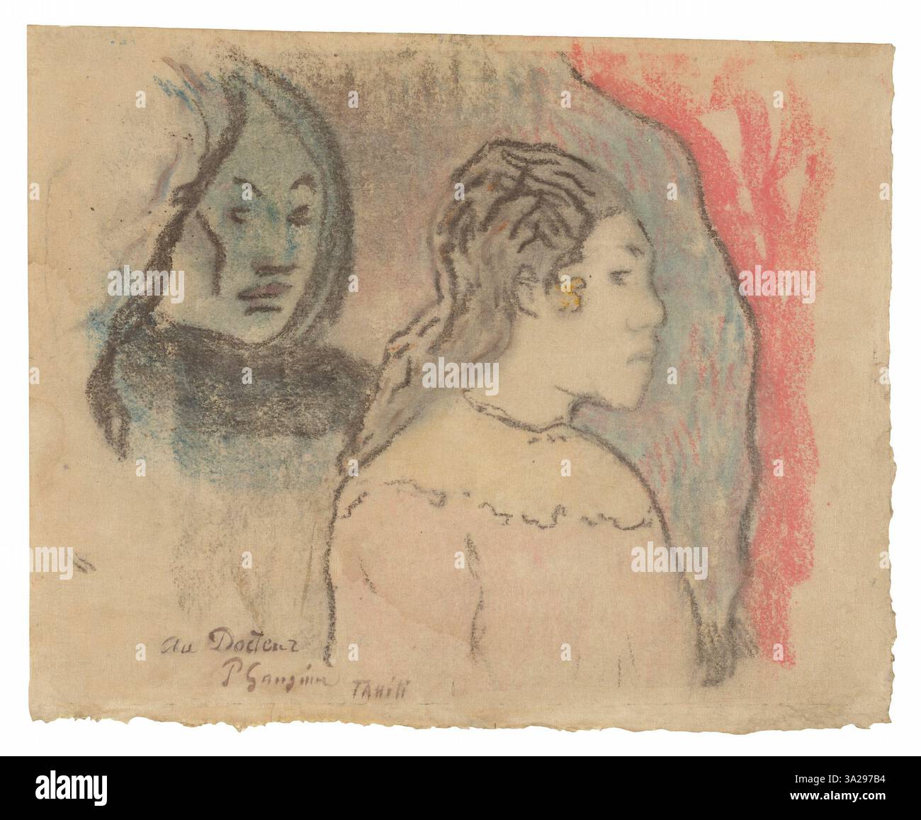 This study by Paul Gauguin focuses on the heads of Tahitian figures ...