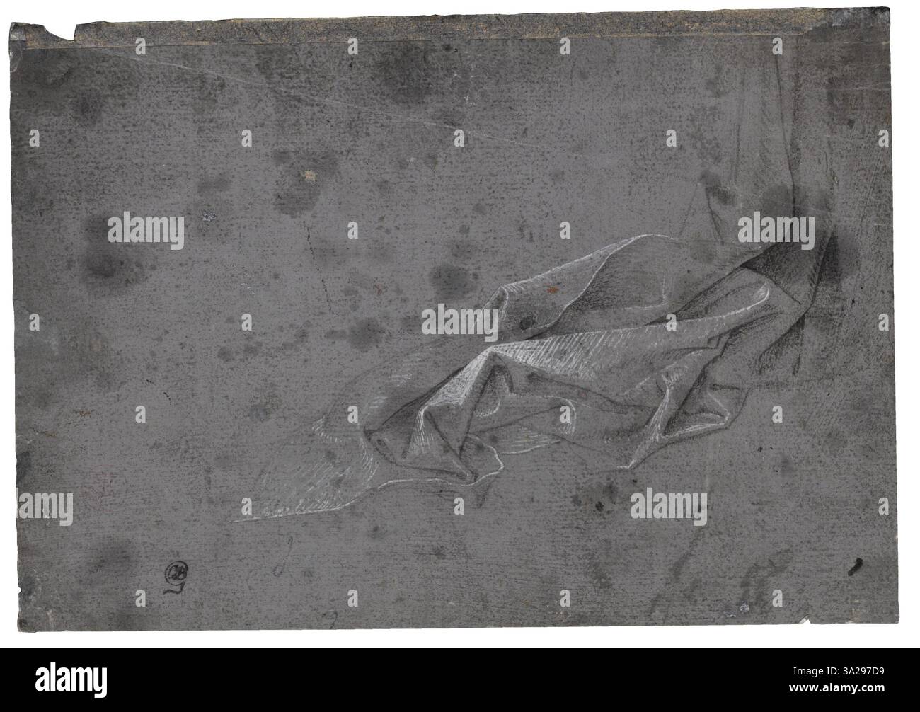 This work by Cornelis Engelbrechtsz. is a drapery study, showcasing the ...