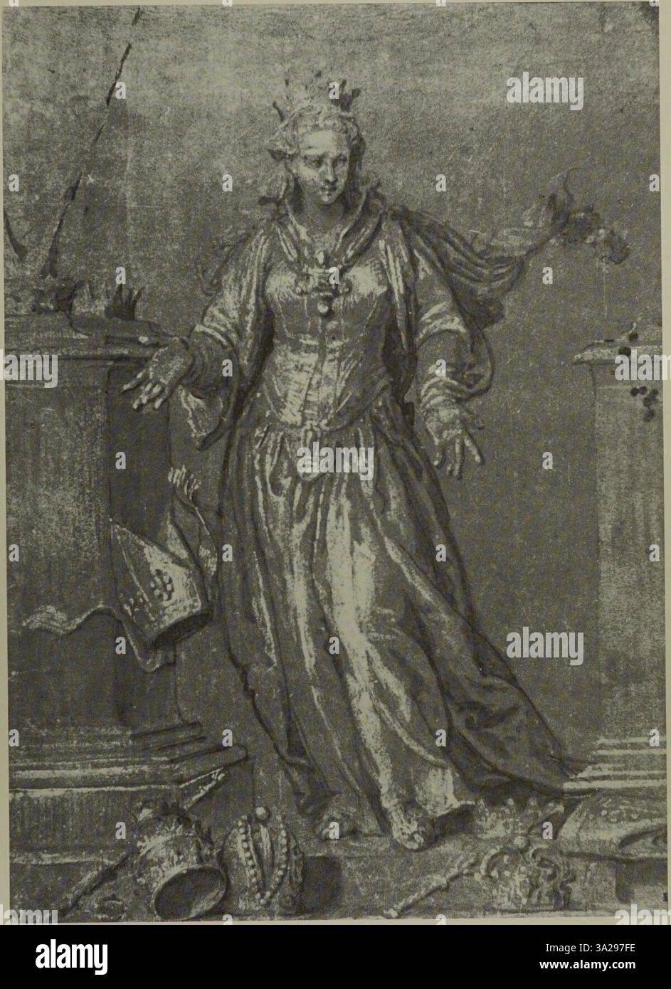 This artwork by Paolo Veronese depicts an elegant scene with classical ...