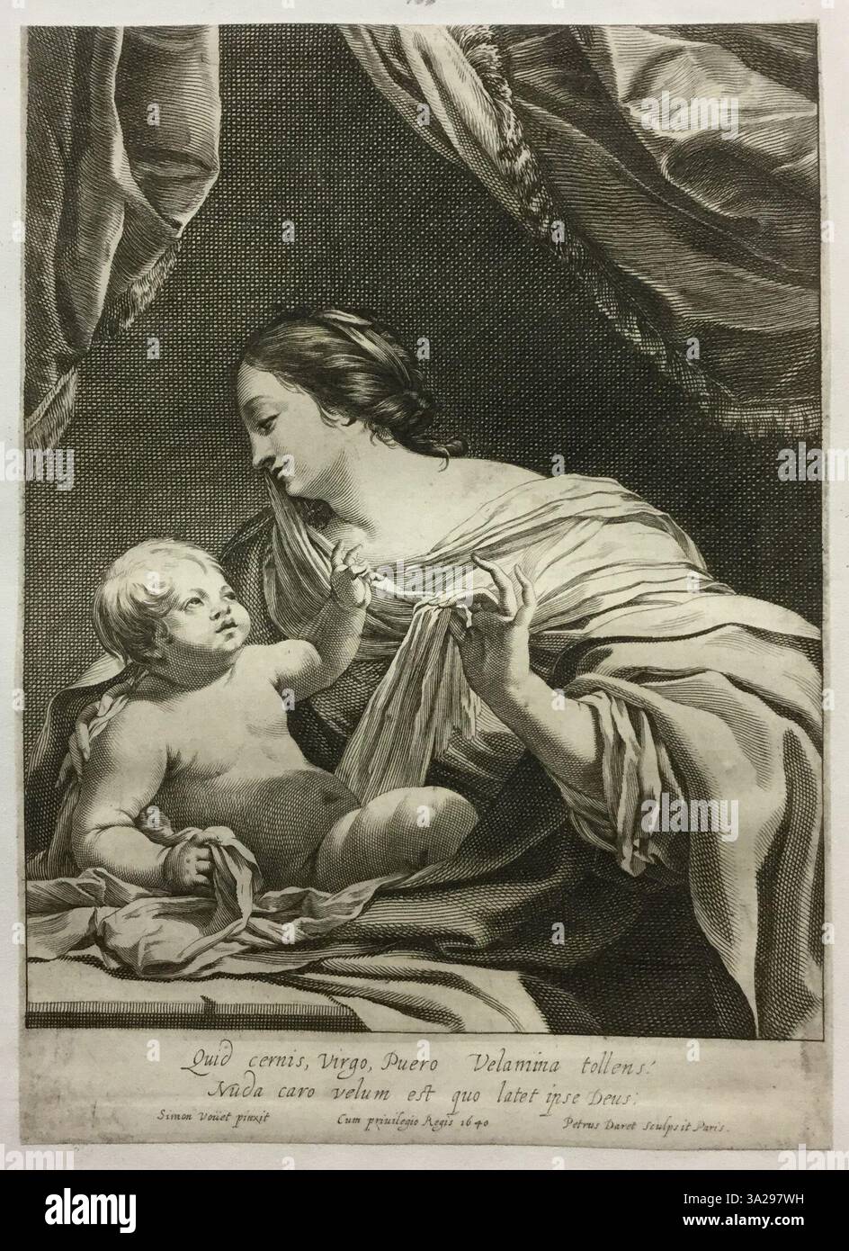 This artwork depicts the Virgin covering the Christ Child with a ...