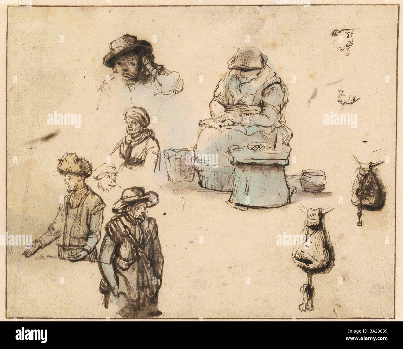 This study sheet by Samuel van Hoogstraten includes figure studies ...