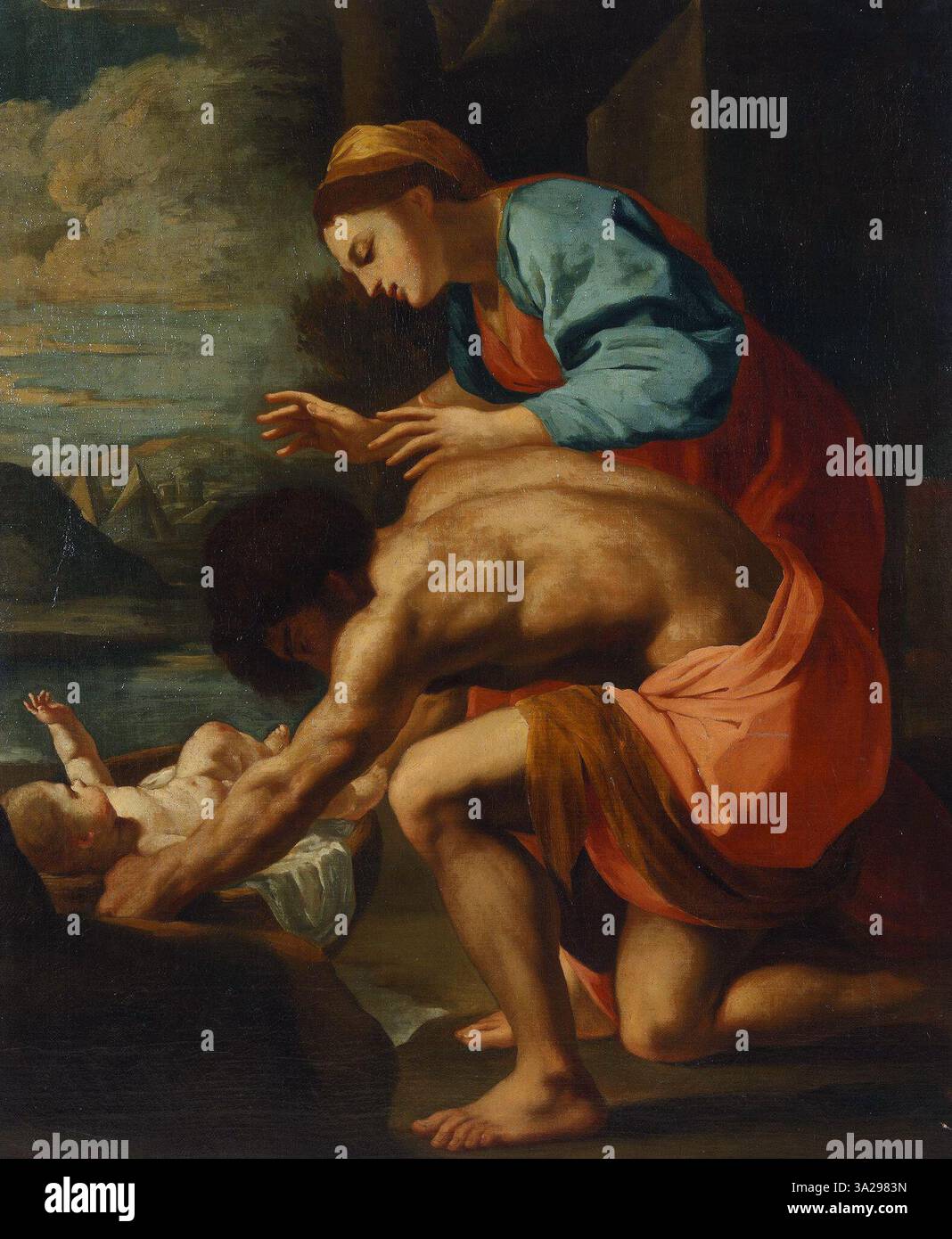 This work is a copy of Poussin’s painting, depicting Moses being ...