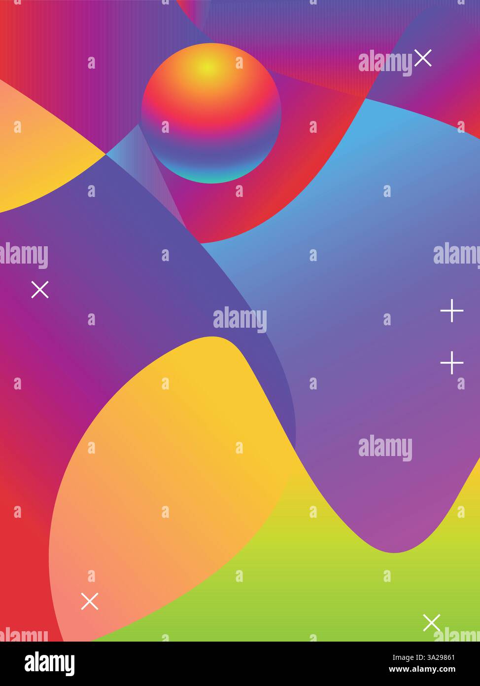 Abstract Vibrant Lines for Neon Nightclub Event Poster template. 3d ...