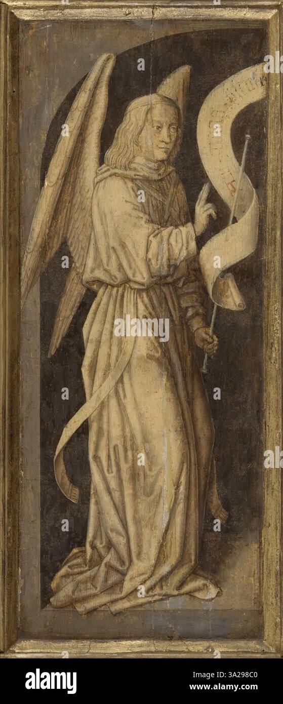 This artwork shows the Annunciate Angel, a scene from the Annunciation ...
