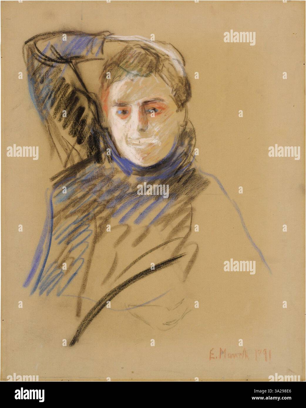 This 1891 pastel drawing by Edvard Munch portrays a woman with her arm ...