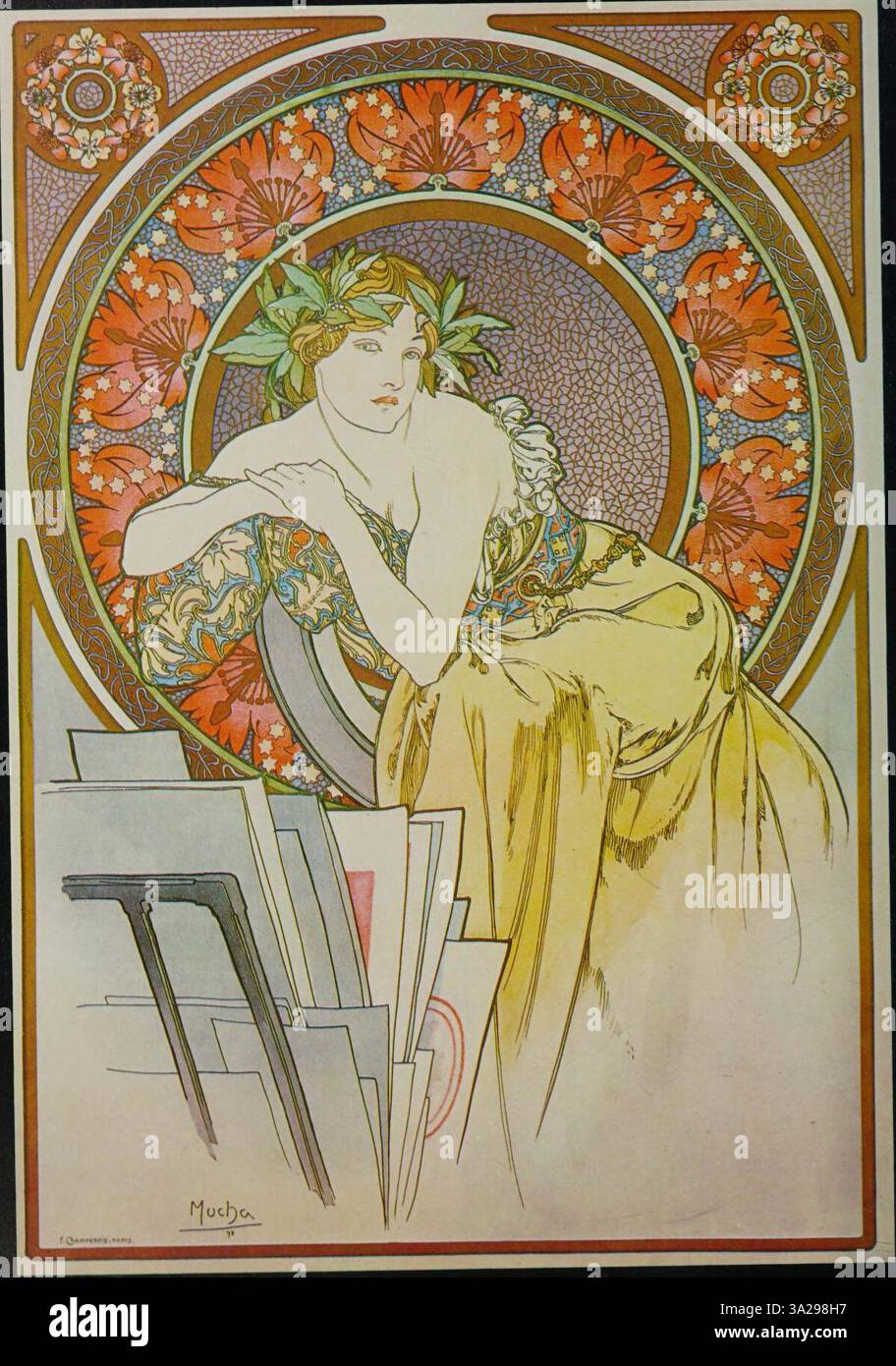 'Bridges, P25' by Alphonse Mucha features stylized human figures ...