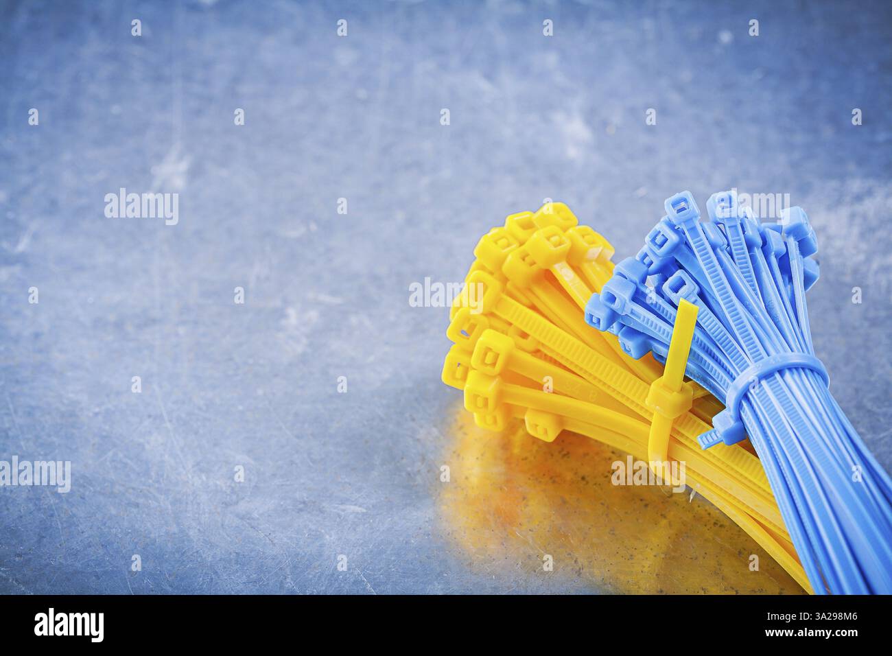 Set of cable ties on metallic background construction concept Stock ...