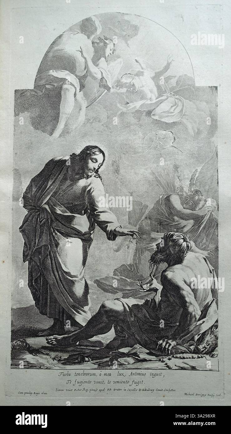Christ appears to St. Antony, who sits on the ground, a scene ...