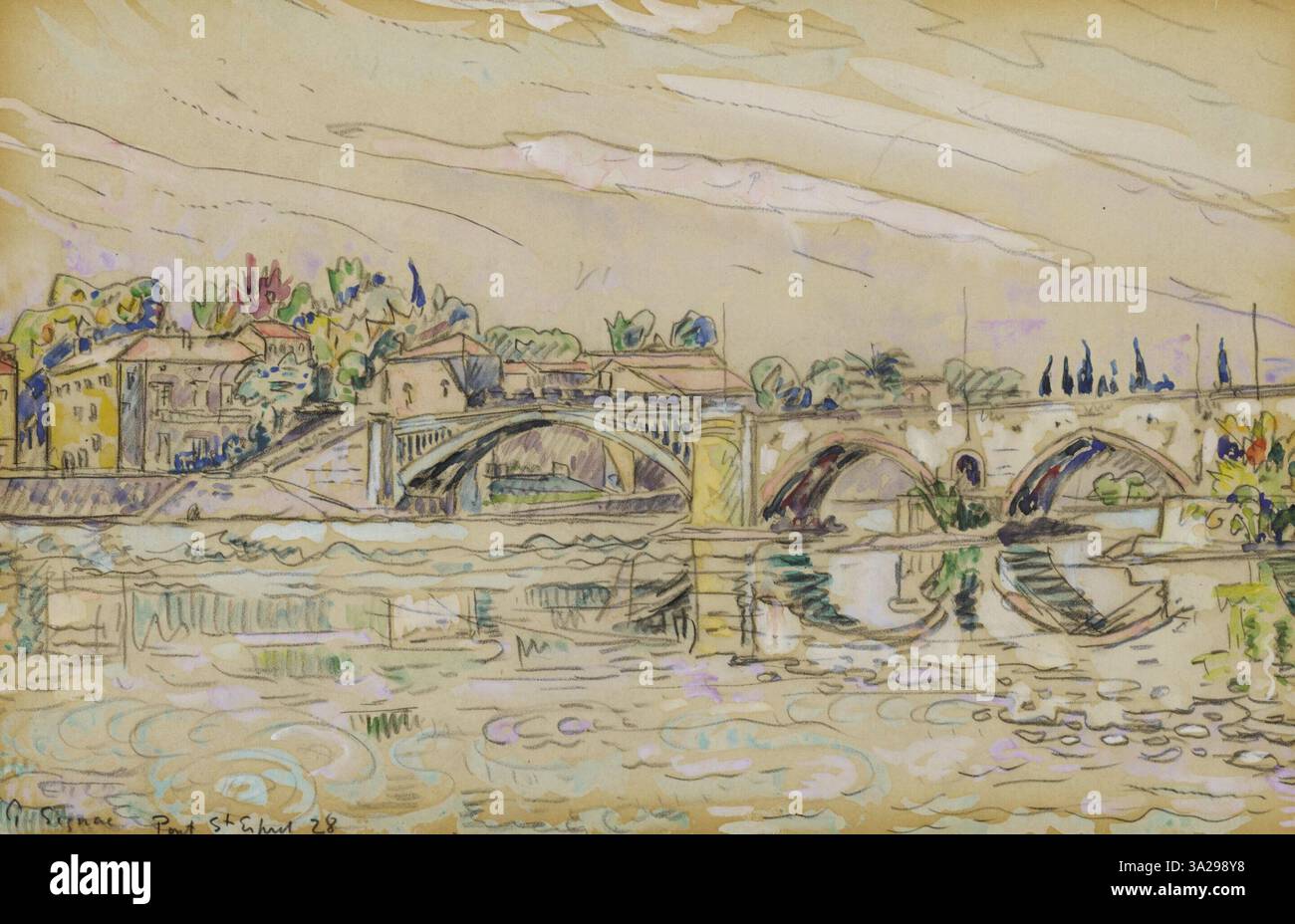 This painting by Paul Signac depicts the Pont Saint-Esprit, with his ...