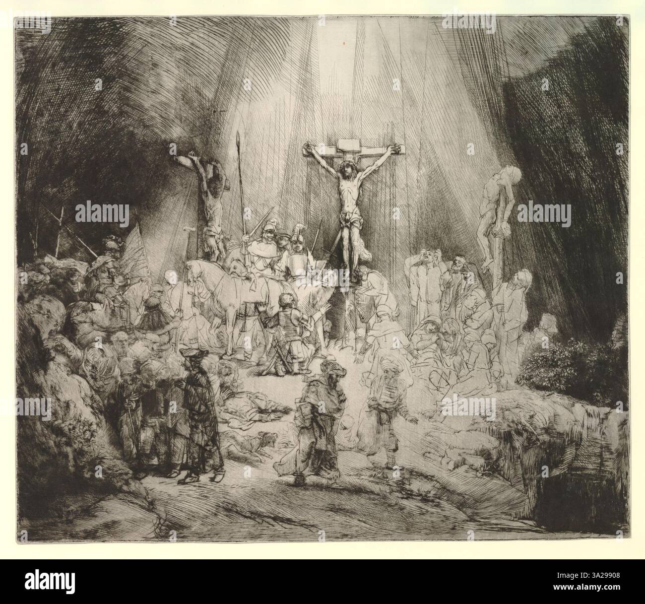 This etching showcases Rembrandt’s distinctive technique of light and ...