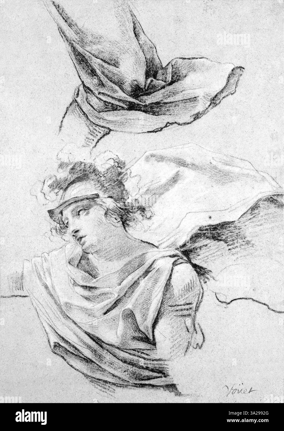 This sheet of studies from the 1640s shows a half-figure wearing a ...