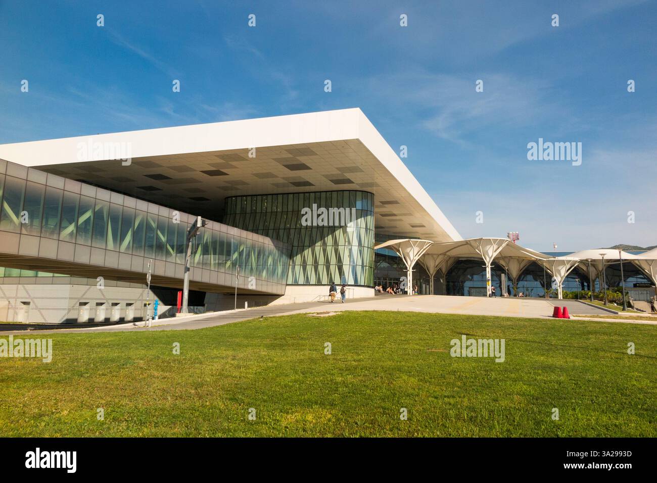 Split Airport; front facade of the main terminal building with steel ...