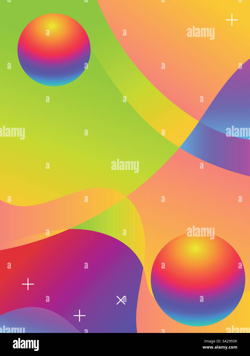 Acid Bright Hand-Drawn Lines for Festival Flyer Template template. 3d ...