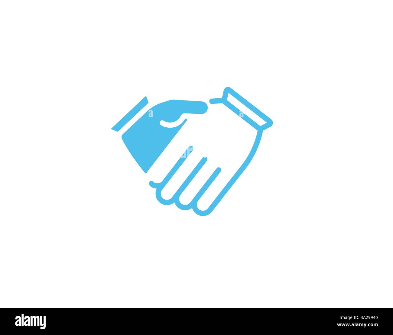 Blue handshake icon symbolizing agreement and collaboration in a simple ...