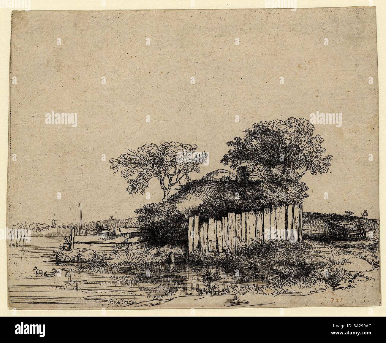 This etching by Rembrandt depicts a subject illuminated by dramatic ...