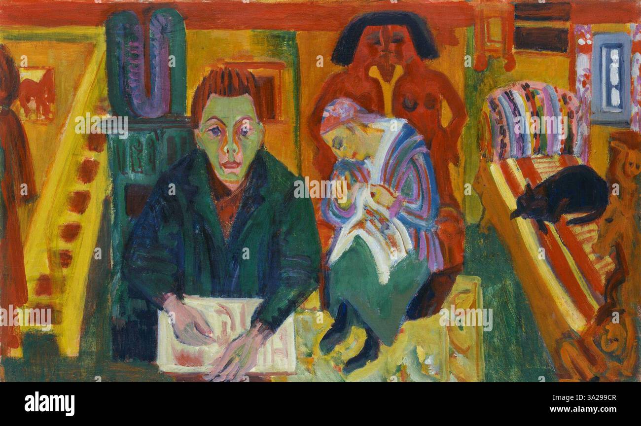 Das Wohnzimmer (The Living Room), painted by Ernst Ludwig Kirchner in ...