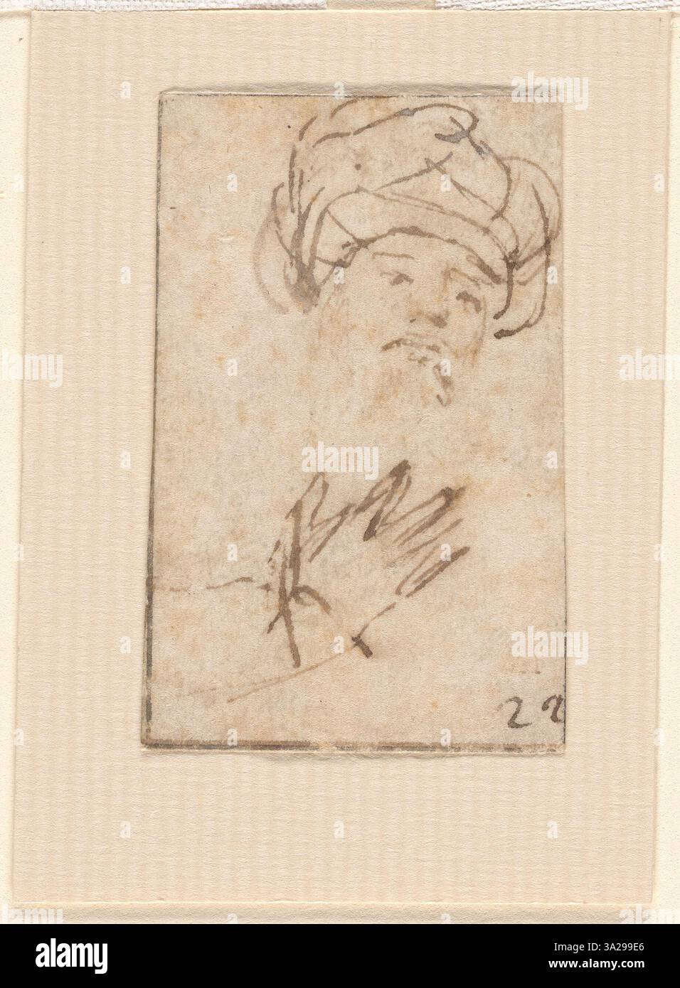 This study from the Rembrandt School shows a man wearing a turban ...