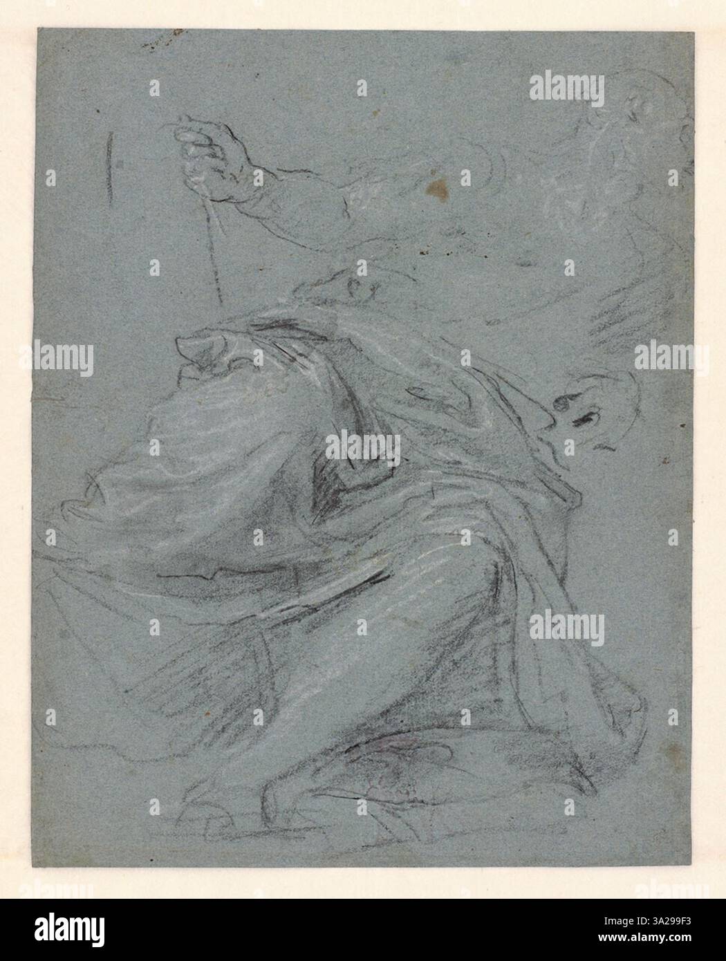 This sketch by Veronese studies a seated figure, focusing on posture ...