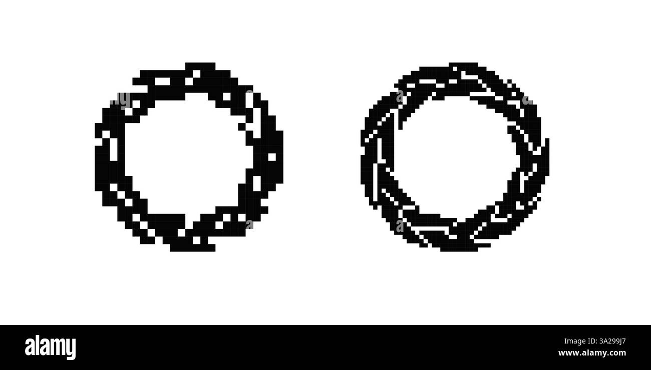 Pixelated circular designs with open centers and geometric arrangements ...