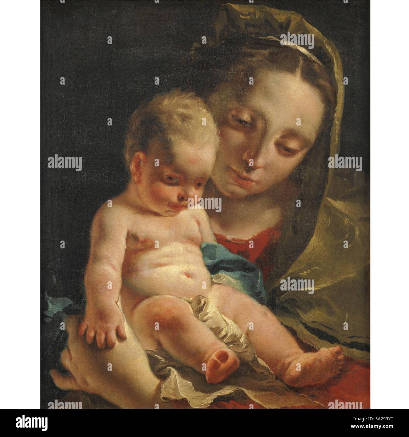 'Madonna col Bambino' by Giovanni Battista Tiepolo features the Virgin Mary holding the Christ ...