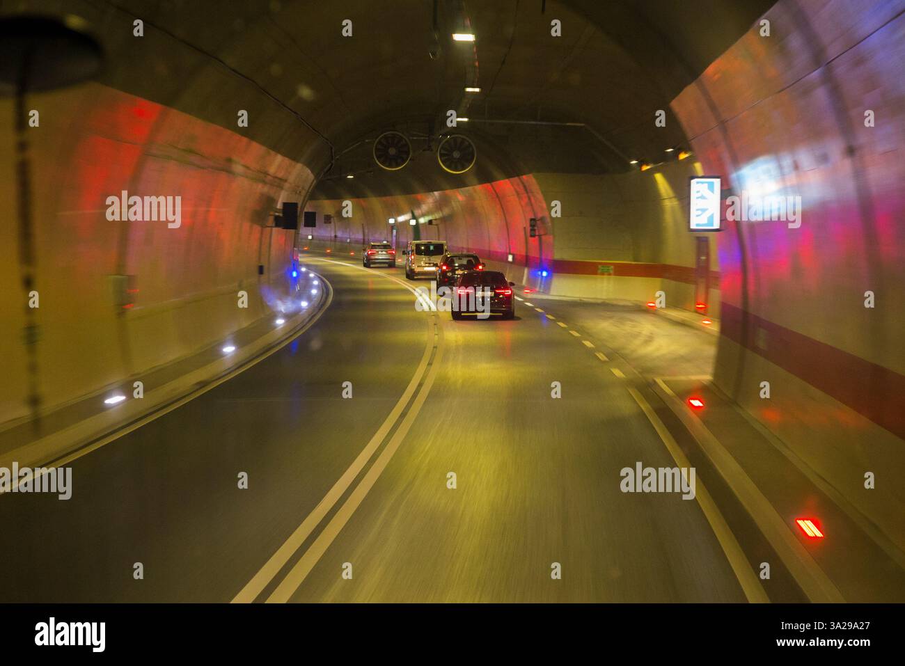 Drivers windscreen view from a public coach journey on long distance ...
