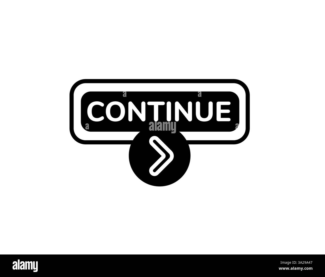 Simple bold button design with arrow encouraging prompt for next step ...