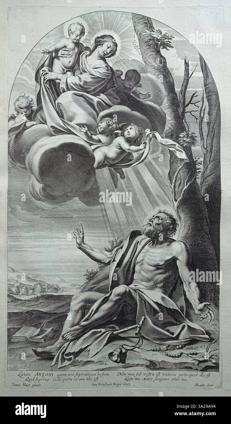 In this artwork, St. Antony experiences a divine vision of the Virgin ...