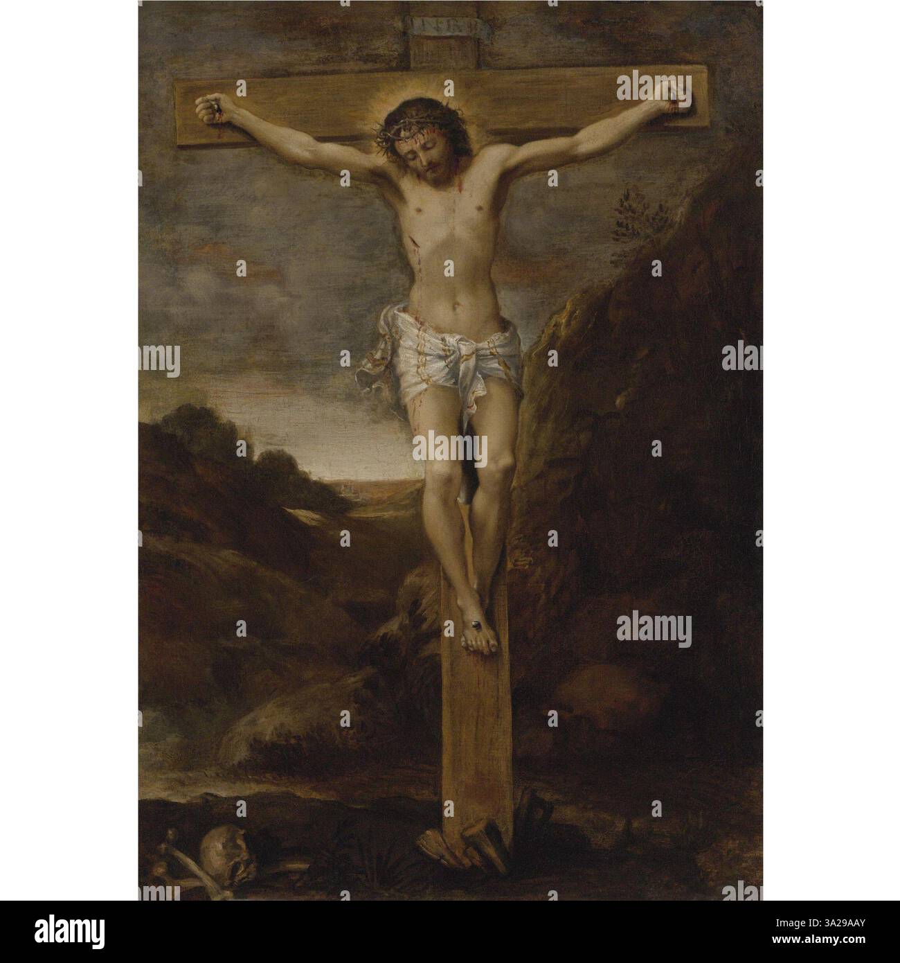 Annibale Carracci’s 'The Crucifixion' depicts the dramatic moment of Christ’s crucifixion. The ...