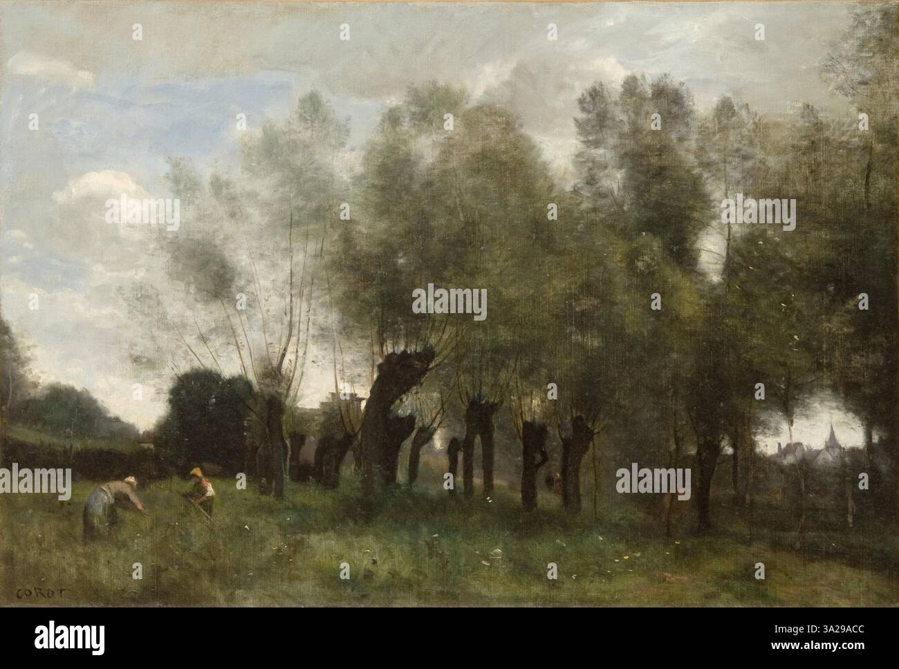 'Pollard Willows' depicts a group of pruned willows, their distinct ...