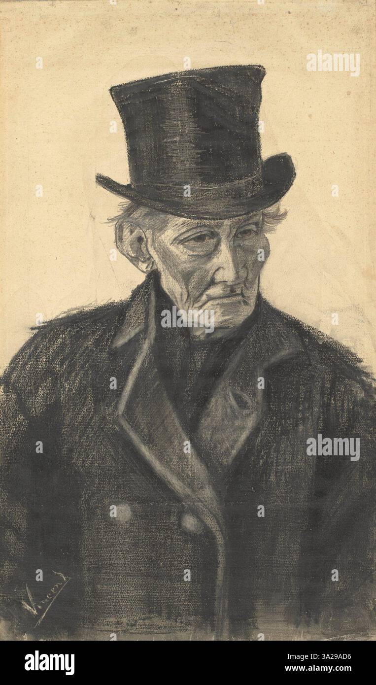 In this drawing, Van Gogh captures the figure of an old man with a top ...