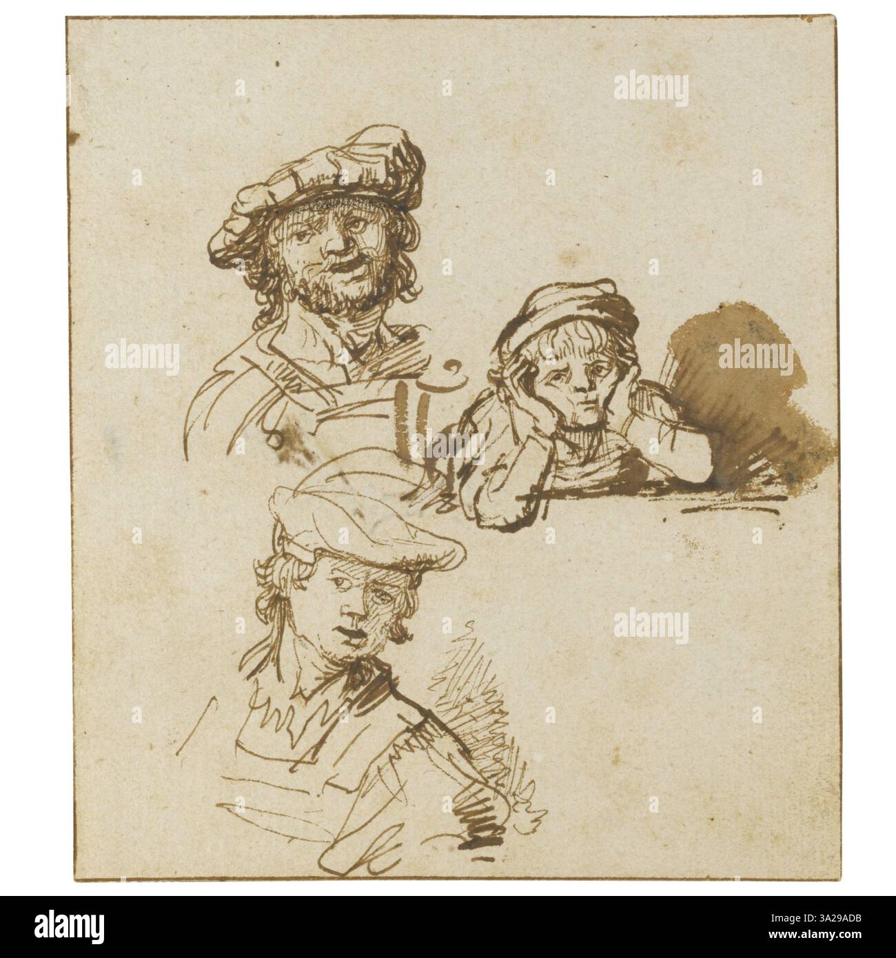 This attributed work by Govert Flinck features studies of two men ...