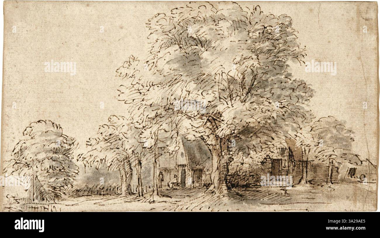 This cropped landscape portrays cottages along Sloterweg, depicting a ...