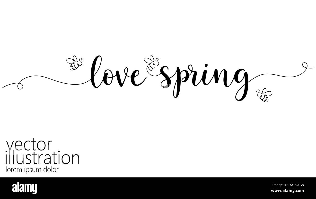 Love Spring inscription design. Three bees decoration element. Great ...