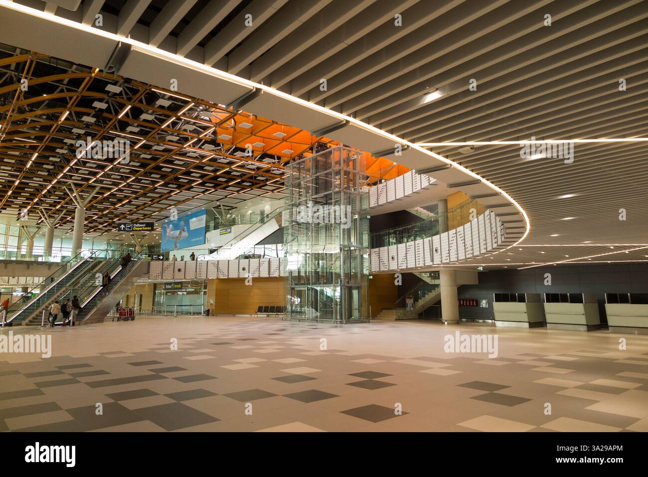 New Split Airport; interior / inside atrium of the main entrance hall ...